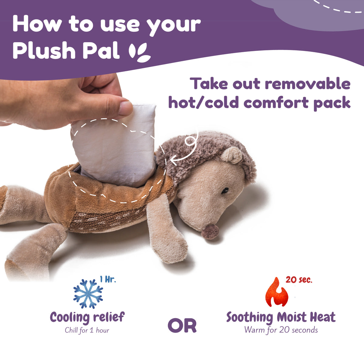 Hedgehog Stuffed Animal - Microwaveable Plush Toy with Hot Cold Pack ...