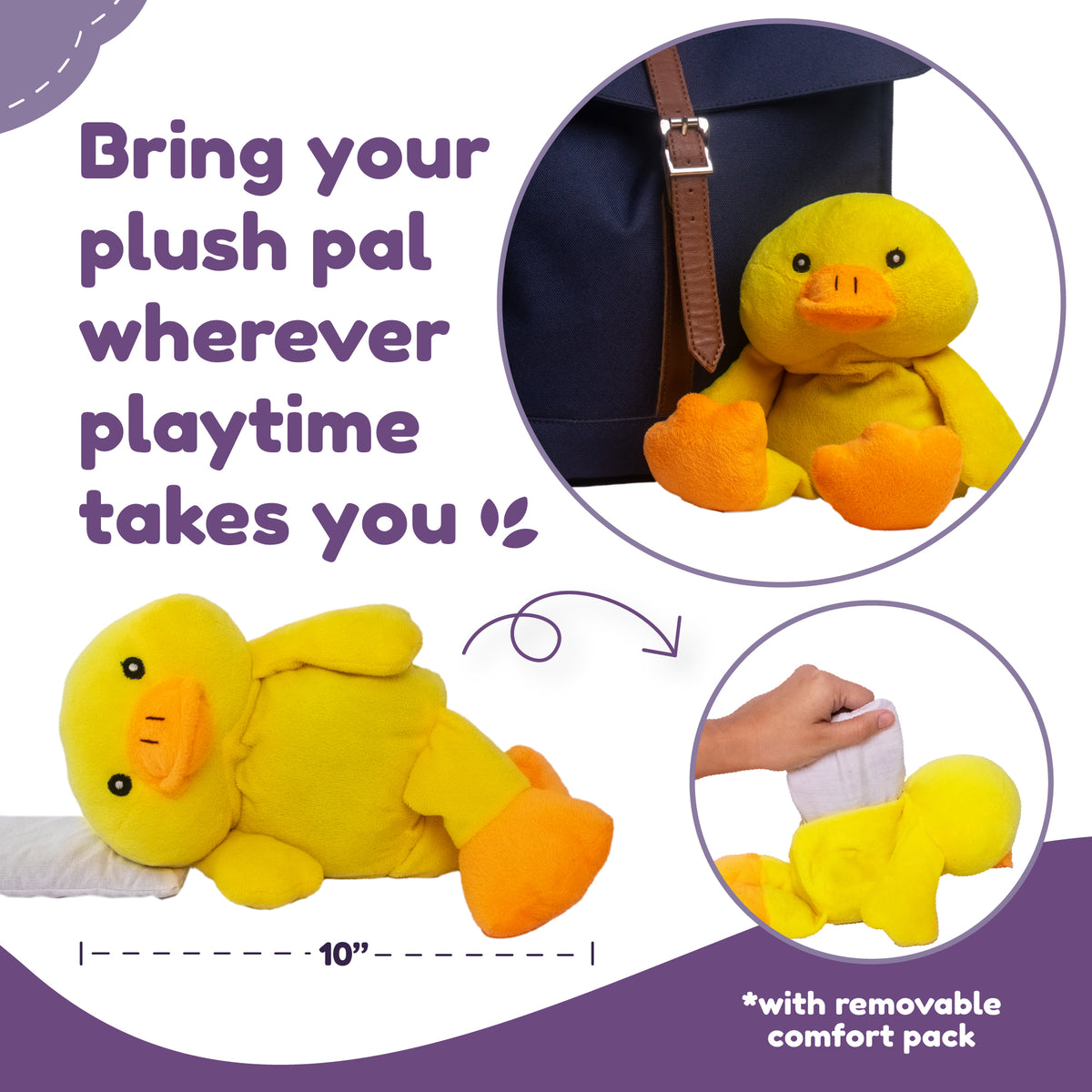 Duck Stuffed Animal - Heatable Plush Pal with Hot Cold Pack - Wild Baby